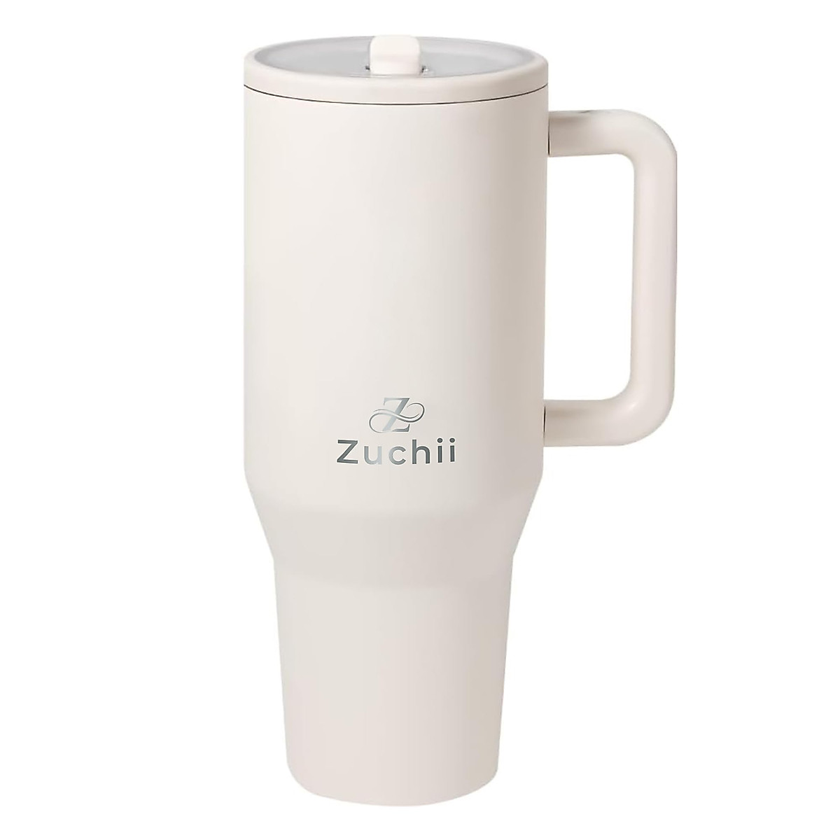 Zuchii Traveler, 40 oz Water Bottle with Handle & Flip Staraw,100% Leak Proof Reusable Insulated Tumbler, Stainless Steel Travel Mug, Cup Holder Friendly - Gifts for Women & men (Cream, 40 oz)