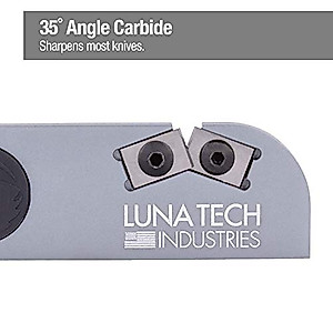 Luna Tech, LTK9505, Finger Carbide Knife Sharpener, Aluminum Plate, TPR Grooves, Laser Markings, Compact, Tether Hole