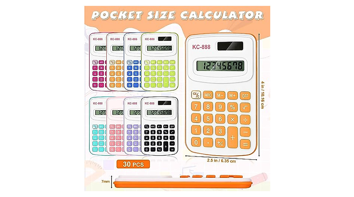 Treela 30 Pcs Mini Pocket Calculators for Students