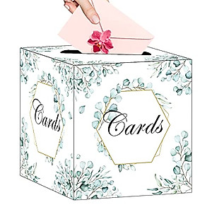 HEIPINIUYE Eucalyptus Card Box Elegant Wedding Card Box Holder Gift Card Box Money Box for Wedding Reception Baby Shower Bridal Shower Party Favor