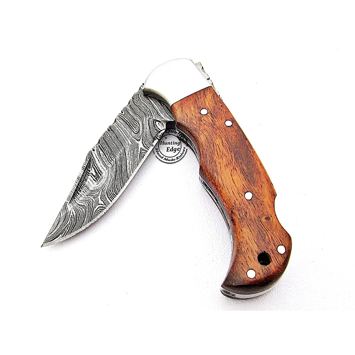 Hunting Edge Rose Wood 6.5'' 100% Handmade Damascus Steel Folding Pocket Knife 100% Prime Quality