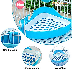 Triangle Rabbit Litter Box Bunny Potty Training Corner Small Animal Toilet Litter Box Pet Toilet Bedding Pee Pan Tray for Baby Rabbit,Guinea Pigs,Chinchillas,Ferrets (Blue)