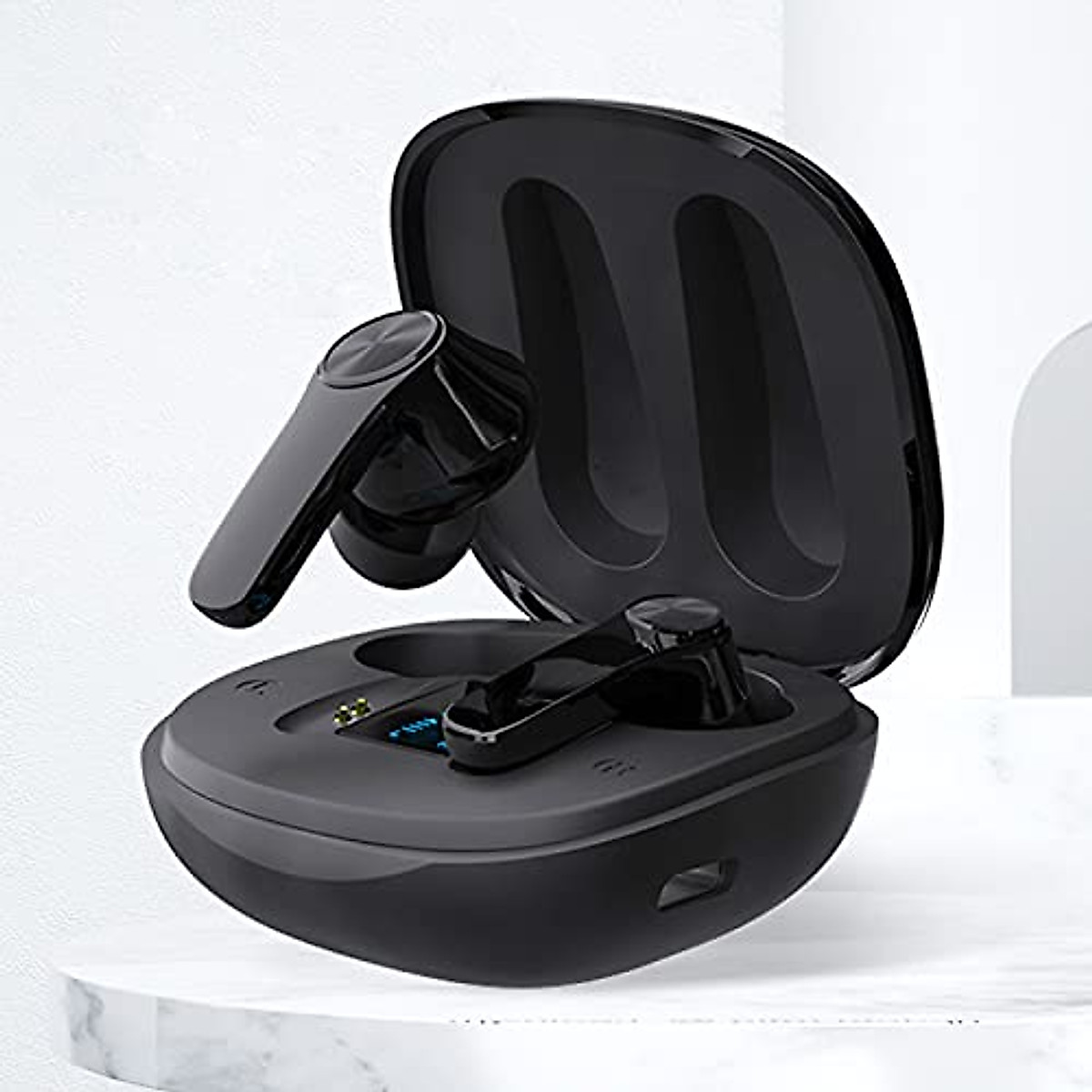 Wireless Earbuds Bluetooth 5.0 Anti-Slip - Upgrade Noise Cancelling Casual Sports Waterproof Deep Bass Auto Pairing Touch Control in-Ear Stereo Earphones for iOS & Android for Women Men (Black)