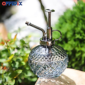 OFFIDIX Plant Mister, Vintage Glass Spray Bottle, Flower Mister 300ML Small Watering Can with Plastic Top Pump, Spray Bottle for Garden, Plants, Cleaning (Gray)