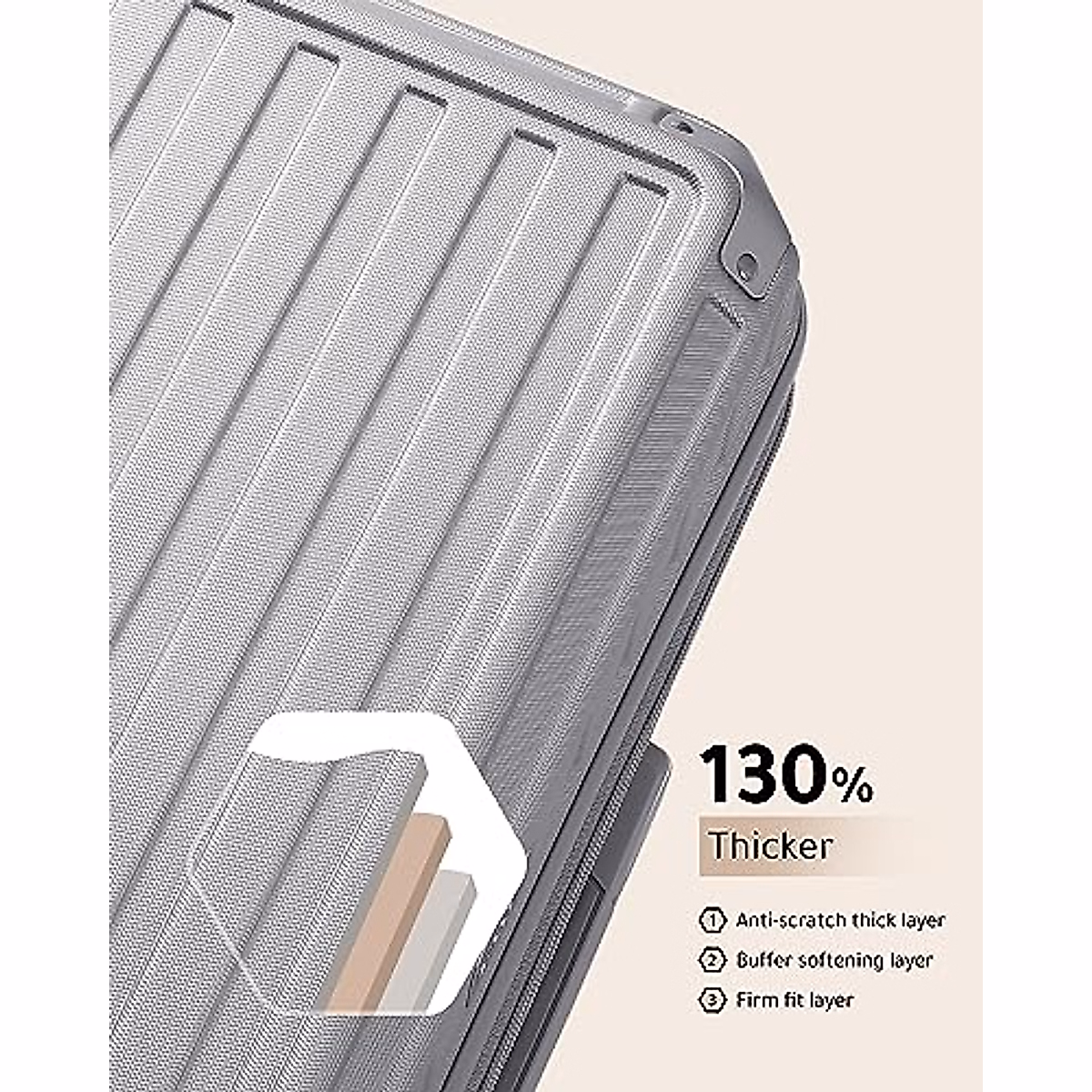 LUGGEX PC 28 Inch Luggage with Spinner Wheels - Hardside Expandable Large Checked Luggage - 4 Metal Corner Hassle-Free Travel (Silver Suitcase)