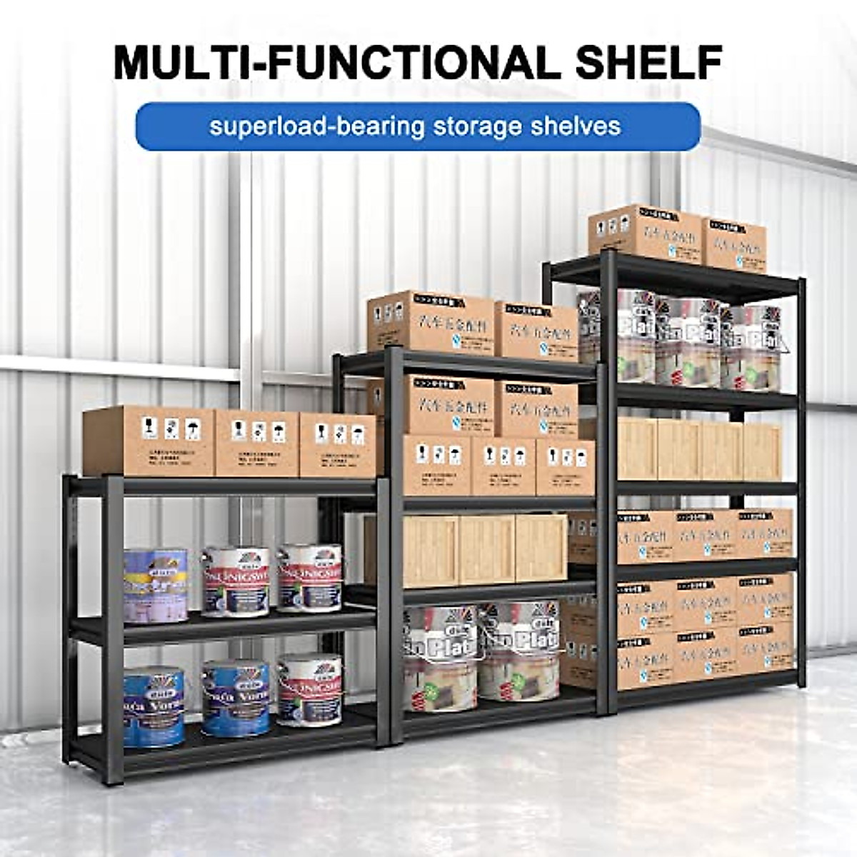 5 Tier Garage Shelving, Storage Shelves Heavy Duty Shelving, Adjustable Metal Shelf Rack and Shelf Units, Garage Shelving Heavy Duty Warehouse Industrial Shelving, 31.5" W X 15.7" D X 63" H