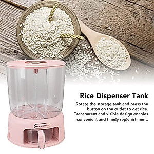Dry Food Rice Storage Box, Rotating Grain Dispenser Rice Bucket, Large Capacity Food Dispenser Kitchen Food Organizer for Household Kitchen Home(Sakura Pink)