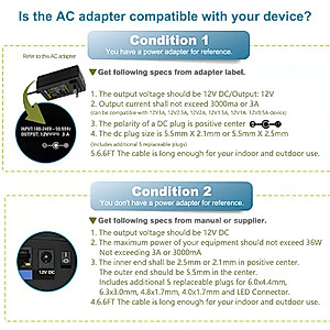 12V 3A Adapter Power Supply Cord Fit for DOSS SoundBox XL, Braven BRV-X BRVX BRVXGWB BRVXBBB 805 1100 BRV-HD Bluetooth Speaker, Bose Companion 2 Series II III 2 3 PC Speakers Replacement Charger Cable