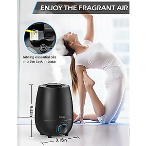 Humidifiers for Bedroom, Tiluza 3L Cool Mist Humidifier for Home Plant and Baby Nursery, Top Fill Quiet Ultrasonic Air Humidifier with 360° Nozzle, Auto Shut-Off, Filterless