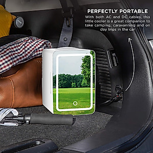 PERSONAL CHILLER 6.2L Skincare Fridge with Dimmable LED Makeup Mirror, Mini Fridge Cooler, Portable Fridge for Makeup, Skincare, Snacks, Bedroom Vanity, White