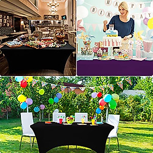 BDDC Fitted Table Covers for 6 Foot Tables, Spandex Table Covers 6ft, Jade Green Table Clothes for 6 Foot Rectangle Tables, Tablecloths for Parties, Banquet, and Festival (2 Pcs)