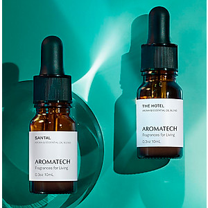 AromaTech Santal & The Hotel Set | Gift Set of Aroma Diffuser Essential Oils Blend of Santal Cardamom, Papyrus, Musk | The Hotel Peach, Red Rose, Pine - 10 Milliliter