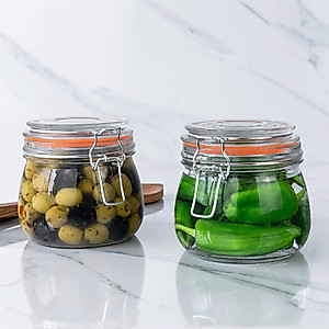 25 oz Glass Jars With Airtight Lids And Leak Proof Rubber Gasket,Wide Mouth Mason Jars With Hinged Lids For Kitchen Canisters 750ml, Glass Storage Containers
