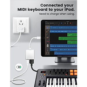 Fubiaofei USB Adapter for iPhone iPad, iPhone to USB Adapter with Charging Port, USB3 Female Adapter Supports USB Flash Drive/Hard Disk/SD Card Reader/Microphone and MIDI, Plug & Play