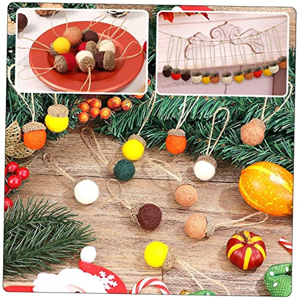 BCOATH 12pcs Pine Cone Pendant Christmas Decor Christmas Ornaments Mini Wreath Felt Acorn Pom Craft Acorn for Autumn Christmas Tree Acorn Miniature Acorns Wool Felt Pendants Plush Acorns
