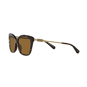 Coach HC8305 Sunglasses, Dark Tortoise/Brown Polarized, 57 mm