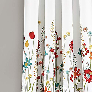 Lush Decor Clarissa Floral Room Darkening Window Curtain Panel Pair, 84" L x 52" W, Turquoise & Tangerine