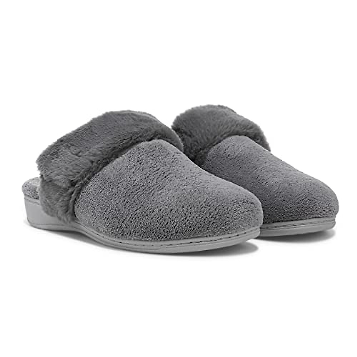 Vionic Adjustable Slipper with Orthotic Arch Support - Ind Charcoal - 7 Medium