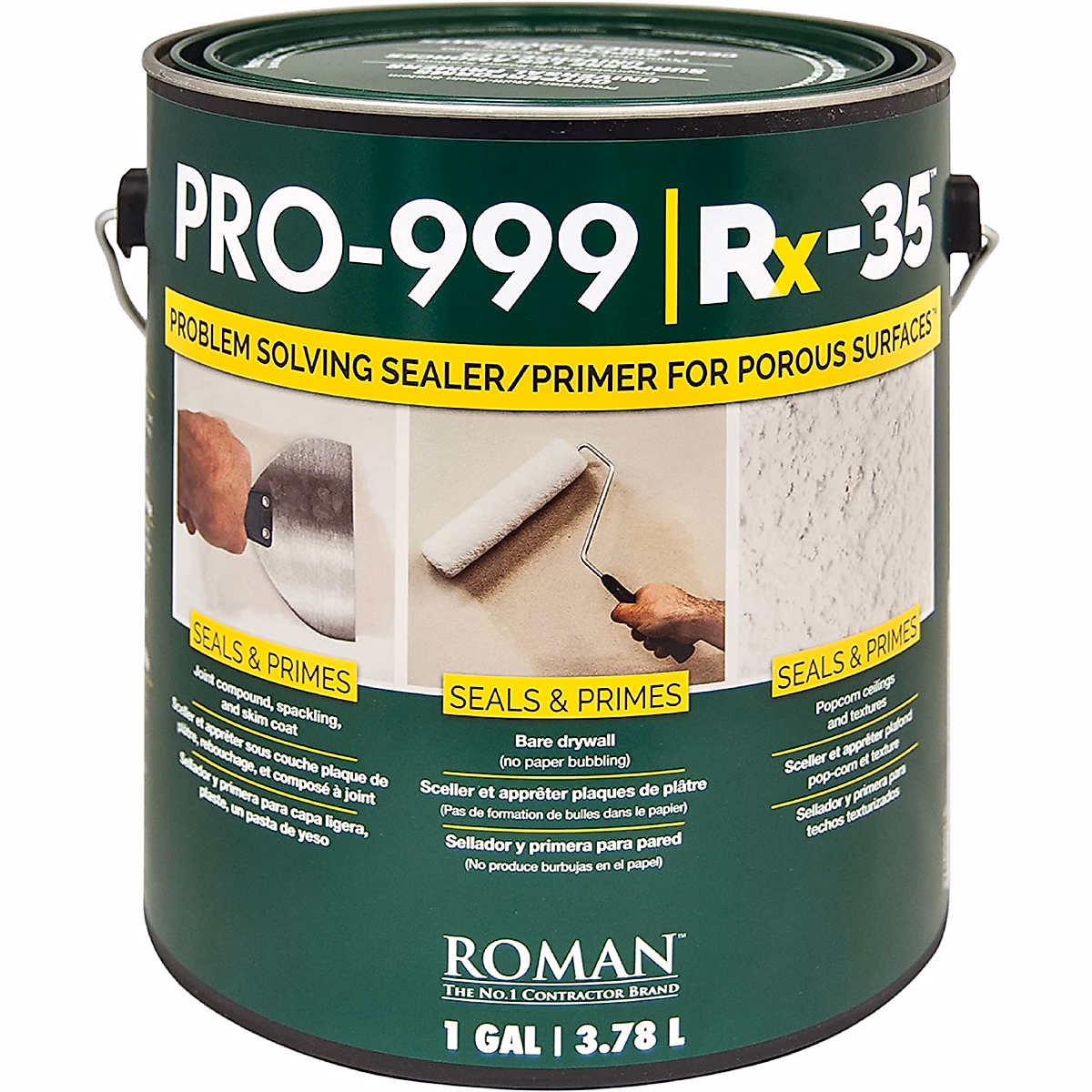 Roman PRO-999 Rx-35 Wallpaper Primer and Sealer - Bonding Primer for Wallcoverings and Home Improvement, Clear, Water-based - 1 Gallon (400 Sq. Ft.)