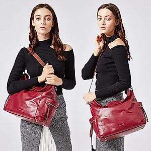 BOSTANTEN Genuine Leather Hobo Handbag bundle Womens Wallet