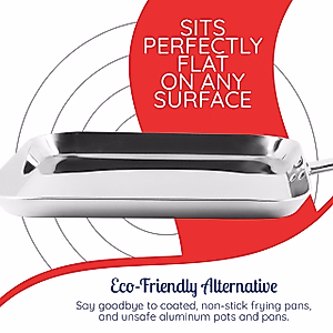 Chef's Secret T304 Stainless-Steel 11-Inch Square Griddle, Ideal for Grilling