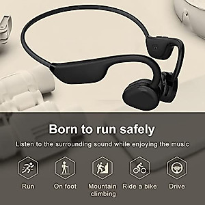 Open Ear Air Conduction Headphones, Wireless Earphones Bluetooth 5.3 Headset, Up to 10+ Hours Playtime Sports Headphones for Running/Cycling/Hiking/Gym/Climbing/Driving/Music/Gaming/Working (Black)