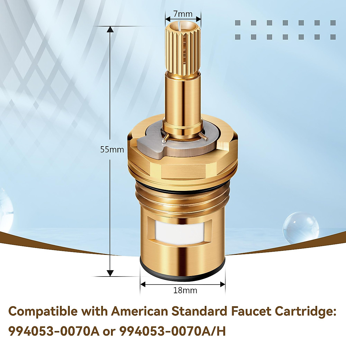 Enhon 2 Pack Faucet Cartridge Compatible with American Standard 994053-0070a or 994053-0070a/H Bathroom Kitchen Bathtub Faucet Stem Replacement, 4z-24h Hot and Cold Replacement Stem, Brass