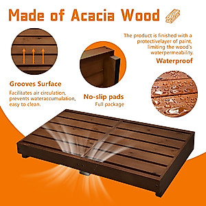 Koretech Outdoor Steps 3.5'' Height, Wooden Step Stool with Non Slip Pads, Step for Outside, Safety Stepping Stool for Bathroom, Kitchen, Bed (Walnut Color)