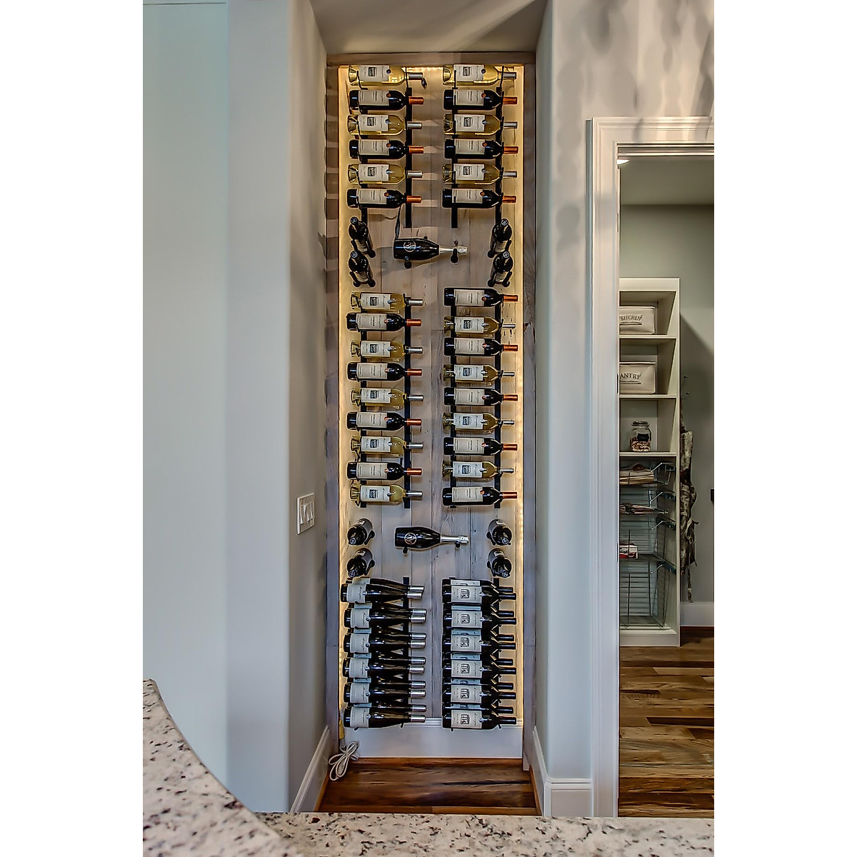 VintageView W Series (3 Ft) - 18 Bottle Wall Mounted Wine Rack (Satin Black) Stylish Modern Wine Storage with Label Forward Design