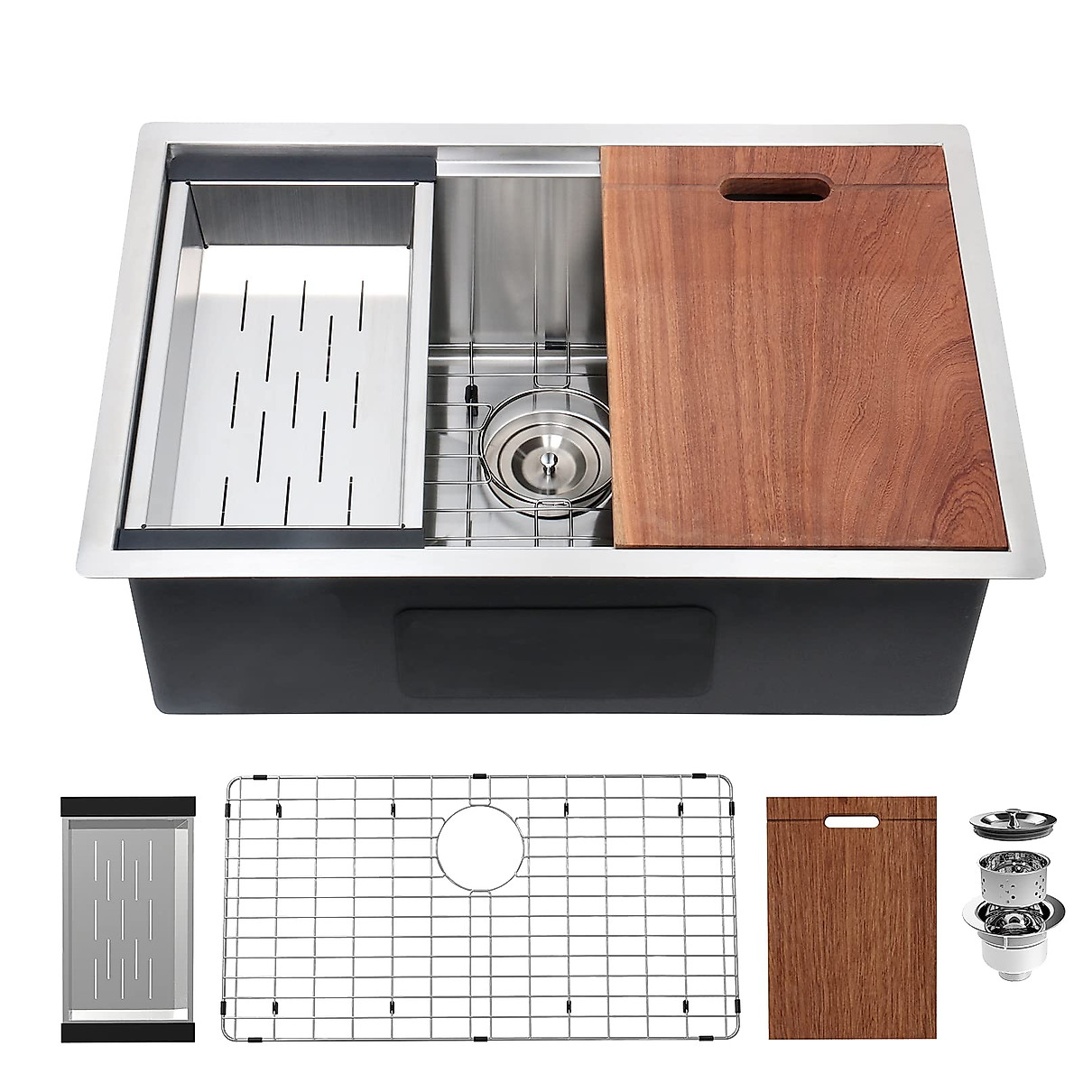 Davivy Undermount Kitchen Sink, 22inch Workstation Sink Single Bowl 16Gauge 10inch Deep Prep Kitchen Sinks (Undermount(22"Lx18"Wx10"D), Stainless Steel)