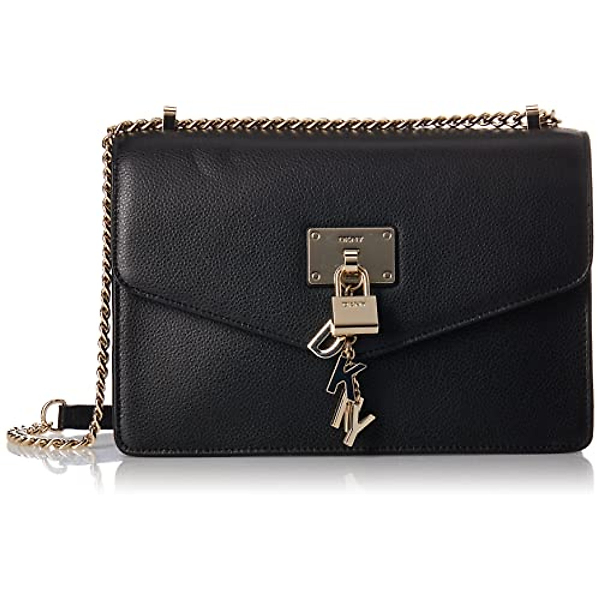 DKNY Women's Everyday Multipurpose Crossbody Handbag Shoulder Bag, Black/Gold Elissa Large, One Size US