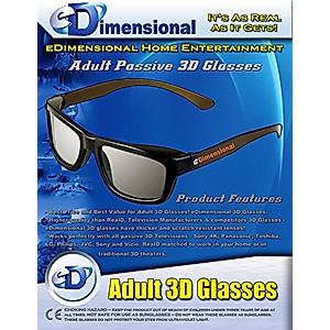 ED 4 Pack CINEMA 3D GLASSES For LG 3D TVs – Adult Sized Passive Circular Polarized 3D Glasses