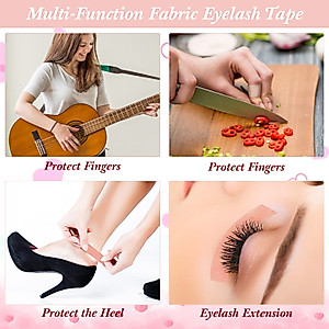 3 Pieces Eyelash Extension Tape Breathable Micropore Fabric Tape for Eyelash Extension Adhesive Pink Lash Tape with Heart-Shaped Tape Dispenser Cutter, 0.5 Inch Wide, 10 Yards Long of Each