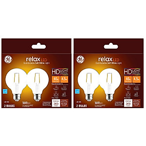 GE Lighting 31536 LED Light Bulbs, G25, Clear Soft White, 350 Lumens, 4.5-Watts, 2-Pk. - Quantity 44