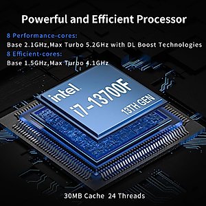 msecore Mini Gaming PC, Core i7-13700F with RTX4060Ti Desktop Computer, 64G DDR5 RAM 2T PCIE 4.0 SSD, WiFi 6E, 2* HDMI/ 2* DP, 8K, Optical, Dual LAN, Windows 11 Pro