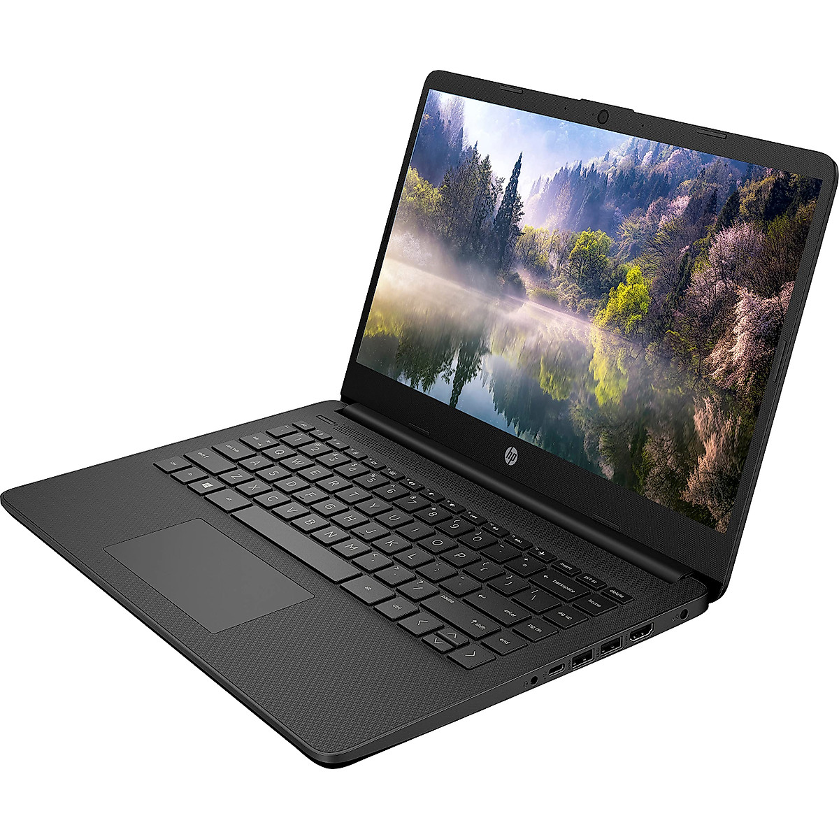 HP Premium 14-inch HD Thin and Light Laptop, Intel Dual-Core Processor, 32GB RAM, 128GB Storage(64GB eMMC+64GB Card), Webcam, Bluetooth, HDMI, Wi-Fi, Win11 + 1 Year Microsoft 365, Jet Black, W/GaLiMu