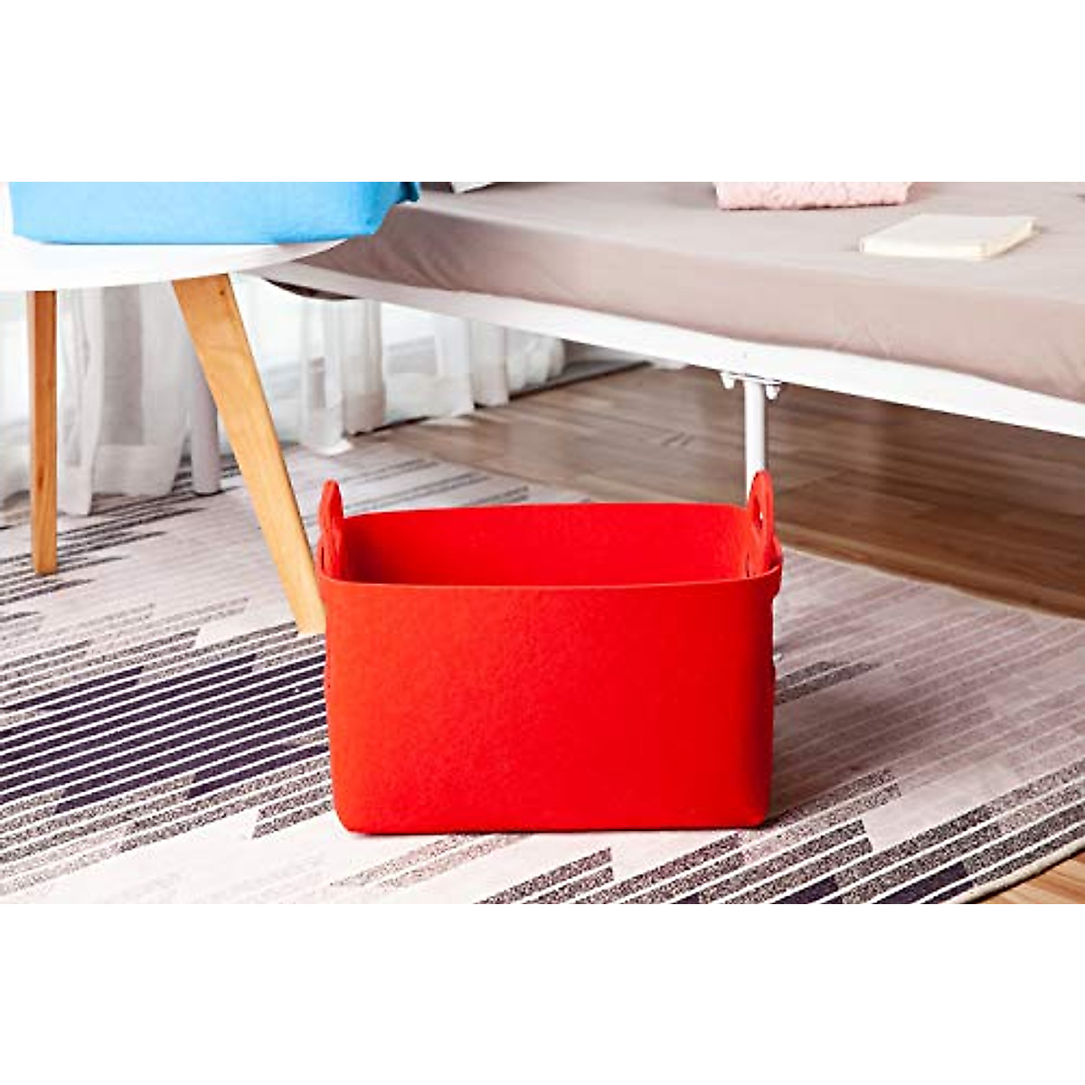 Storage Basket Felt Storage Bin Collapsible & Convenient Box Organizer with Carry Handles for Office Bedroom Closet Babies Nursery Toys DVD Laundry Organizing