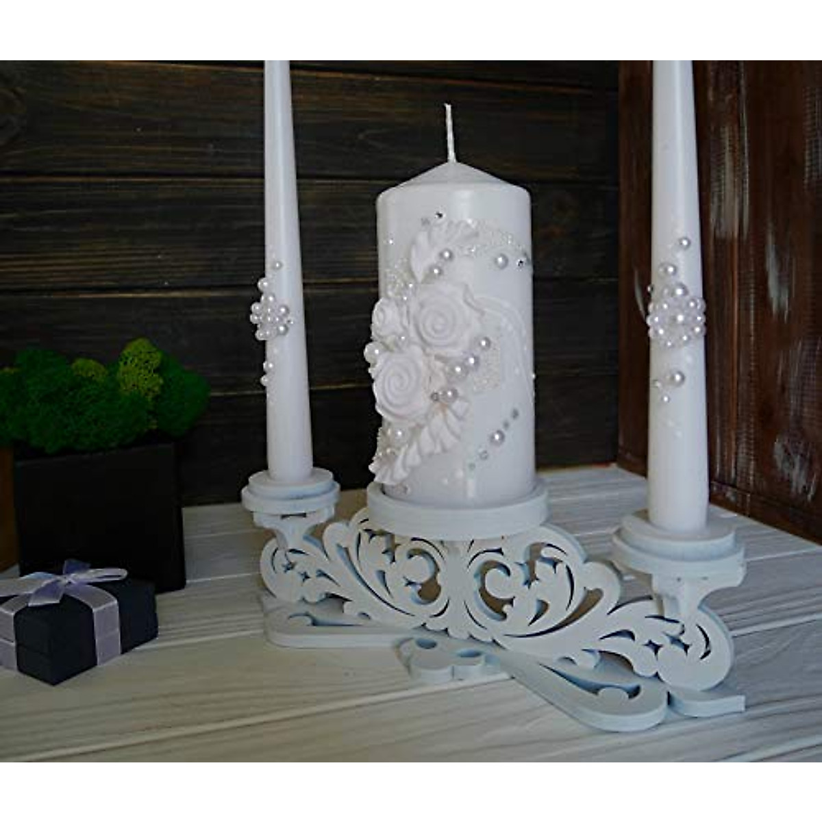 Magik Life Unity Candle Set for Wedding - Wedding Accessories for Reception and Ceremony - Candle Sets - 6 Inch Pillar and 2 10 Inch Tapers - Decorative Pillars White