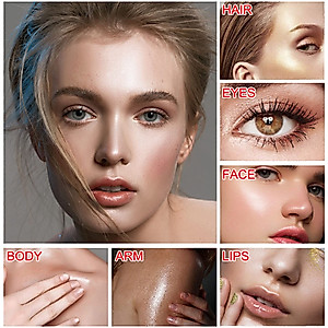 Body Glitter Spray Highlighter Powder Spray Glitter Shimmer Sparkle High Gloss Makeup Glitter Body Spray for Hair Face and Body Cosmetic - Bronzer