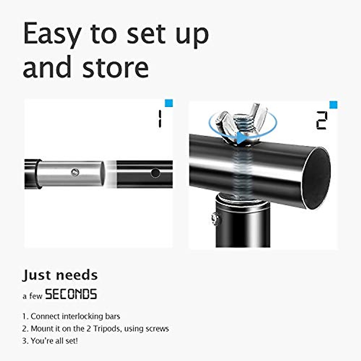 LimoStudio 10 x 9.6 feet Large and Heavy Duty Backdrop Stand with Elastic String Clip, Crossbar Ring Clip, Spring Clamp, Background Support System Kit for Photography, Events, AGG3002