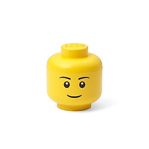 Room Copenhagen, Lego Storage Heads Stackable Storage Container - Buildable Organizational Bins for Kid’s Toys and Accessories - 4.02 x 4.02 x 4.53in - Mini, Boy, Holds 100 Bricks
