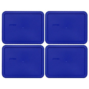 Pyrex 7211-PC 6 Cup Cobalt Blue Rectangle Food Storage Lid for Glass Dish (4, Cobalt Blue)