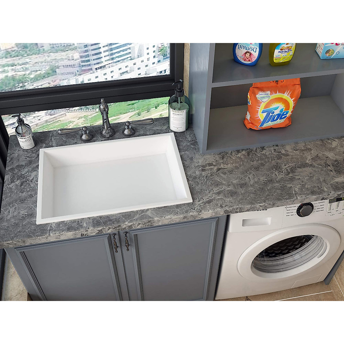 burgeliy Gray Marble Contact Paper Counter Top Covers Peel and Stick Wallpaper Self Adhesive Marble Paper for Countertops 15.7"×80" Waterproof Removable Thick Matte 3D Wallpaper for Bedroom Bathroom