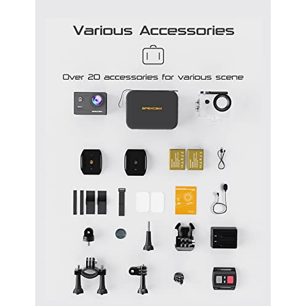 Apexcam Action Camera 4K Sports Camera 20MP 40M 170°Wide-Angle WiFi Waterproof Underwater Camera with 2.4G Remote Control 2 Batteries 2.0'' LCD Ultra HD Camera with Mounting Accessories Kit