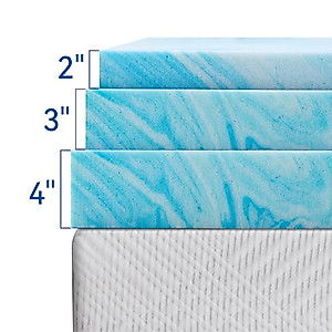 Hcore Mattress Topper California King - 4 Inch Gel Memory Foam Mattress Topper California King Size for Back Pain, CertiPUR-US Certified, Blue