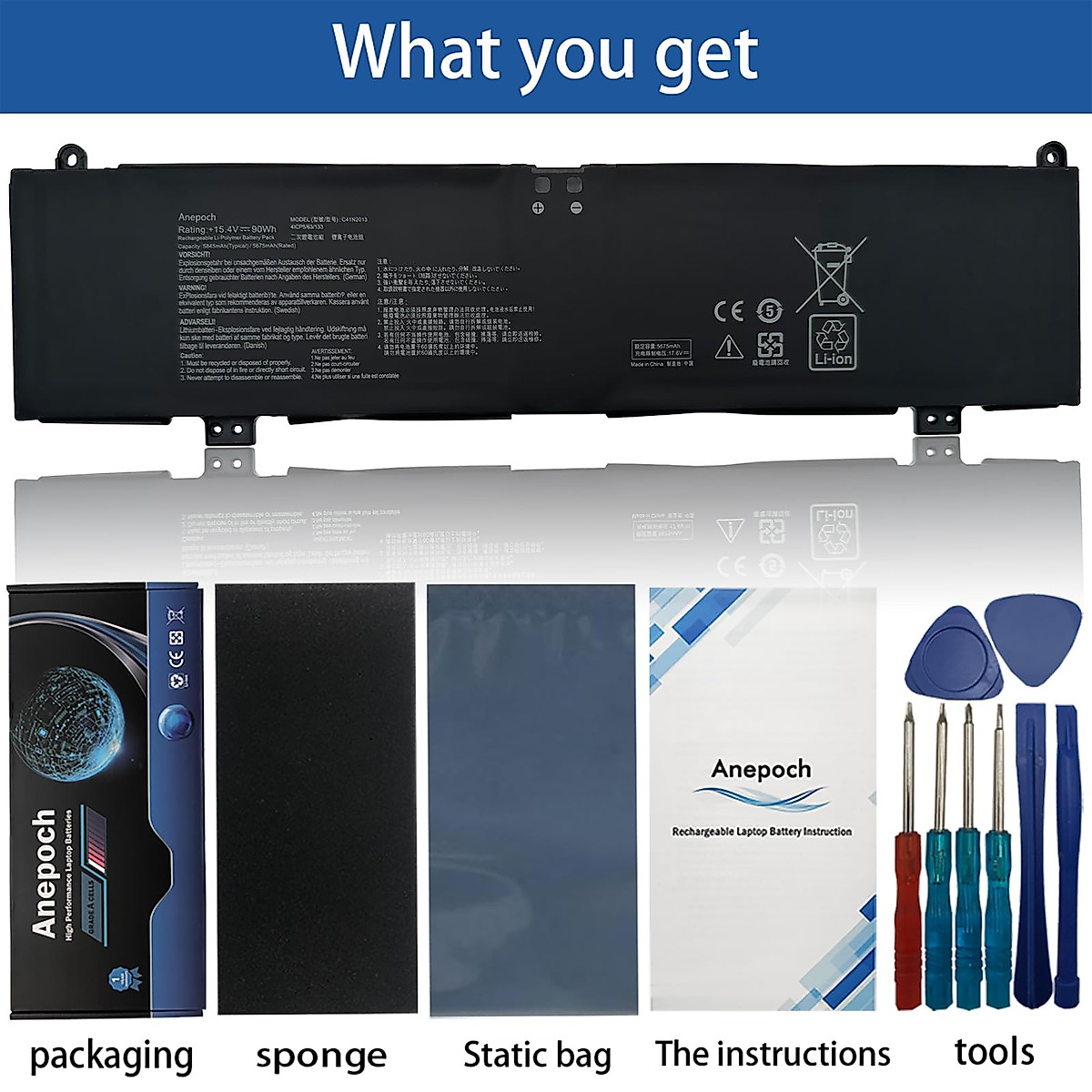 Anepoch C41N2013 Laptop Battery Replacement for Asus ROG Strix G15 G513 G513IM G17 G713 G713IM G713QM Rog Strix Scar 15 G533 G533QM G533QR 17 G733 G733ZM Zephyrus G15 GA503 S17 GX703 M16 15.4V 90Wh