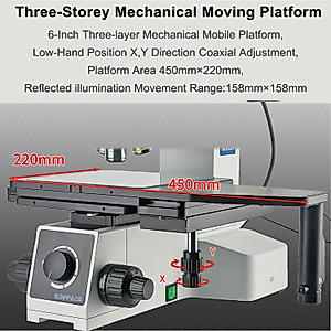 KOPPACE 190X-1900X Trinocular Metallographic Microscope Light and Dark Field,Polarized DIC Observation 6 inch Large Platform 4K HD Measuring Camera