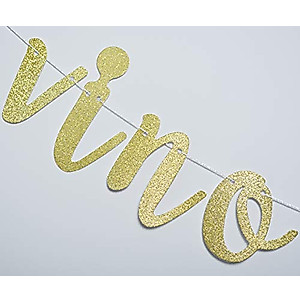Vino Before Vows Banner for Engagement Bridal Shower Bachelorette Wine Winery Party Decorations Pre-strung Garland (Gold Glitter)