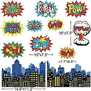 Action Signs Cutouts 12PCS Words and Cityscape Cut-Outs for Party Decoration