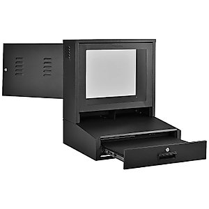 Global Industrial LCD Counter Top Security Computer Cabinet, Black, 24-1/2"W x 22-1/2"D x 29-1/2"H